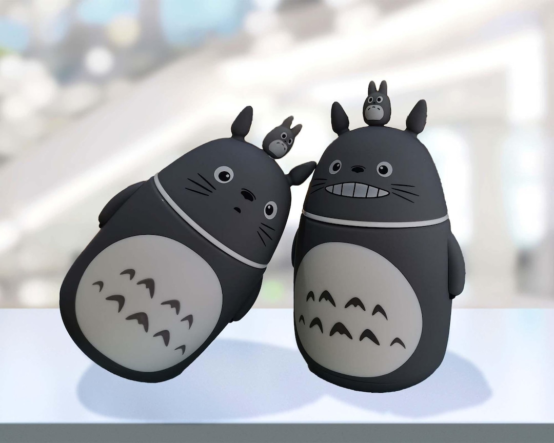 Studio Ghibli Totoro Coffee, Grey Cute Smiling Cat, Double-layer ...