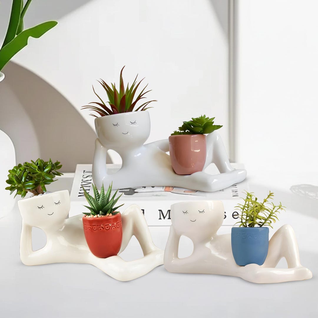 Cute Plant Pot, Modern Planter Funny Flower Pot, Succulent Holder ...