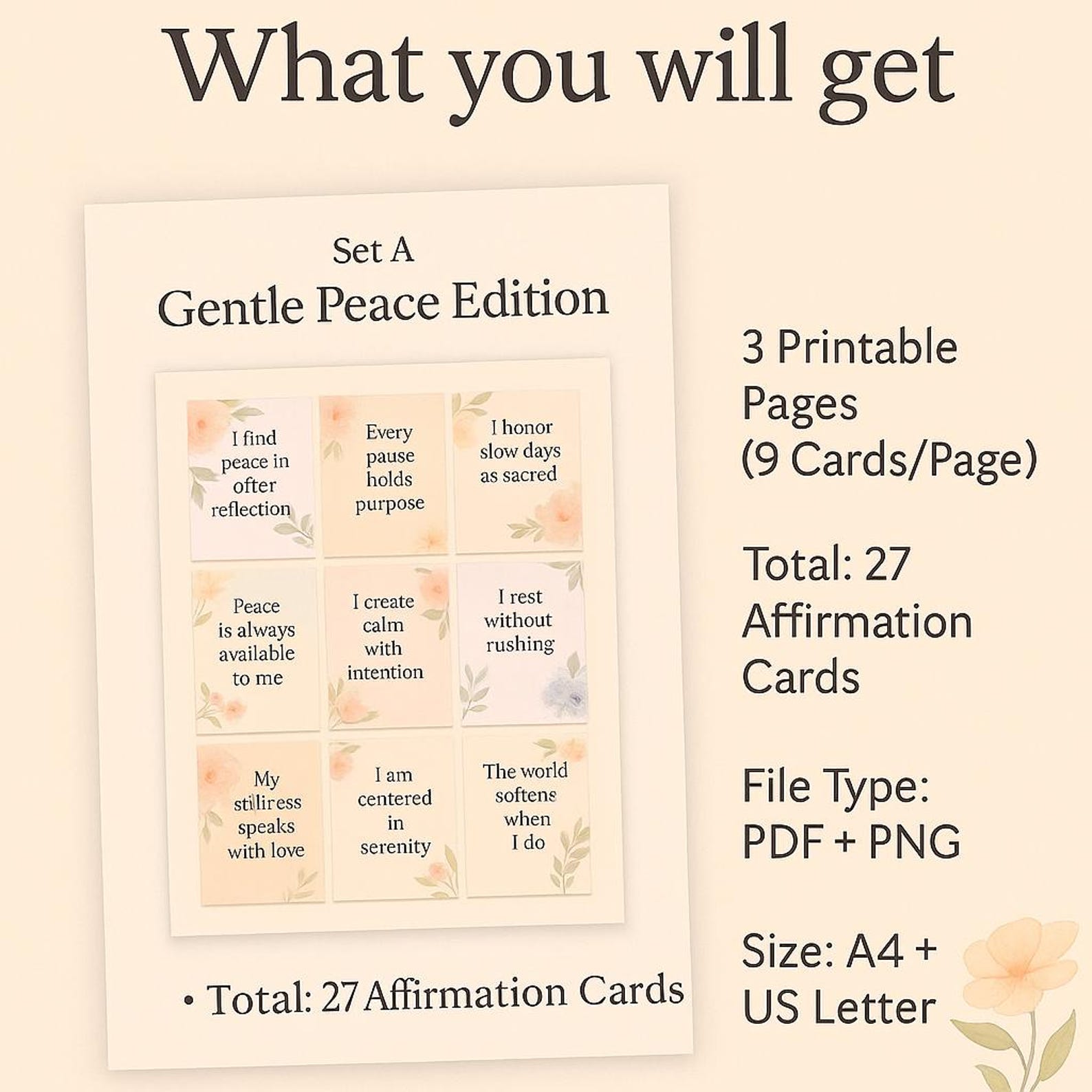 Printable Affirmation Cards Set A – 27 Gentle Pastel Mindfulness Quotes ...