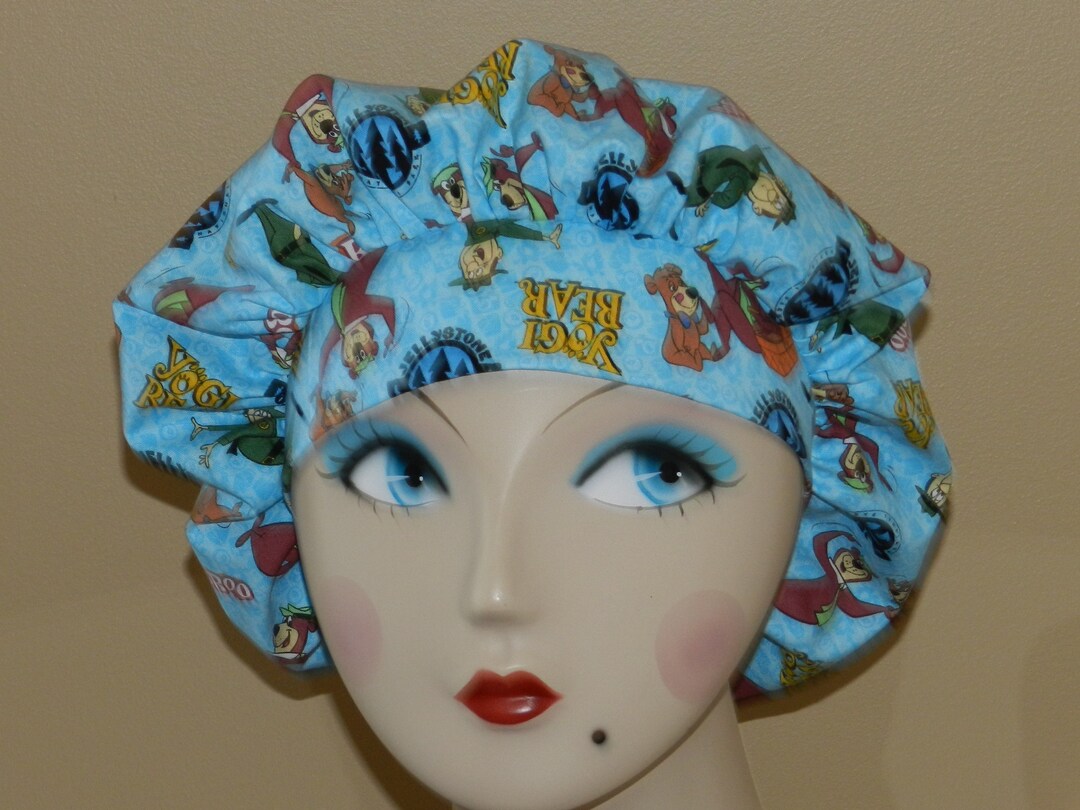 70's Cartoon Banded Bouffant Surgical Cap Bakers Cap/vet Surgi Cap/food ...