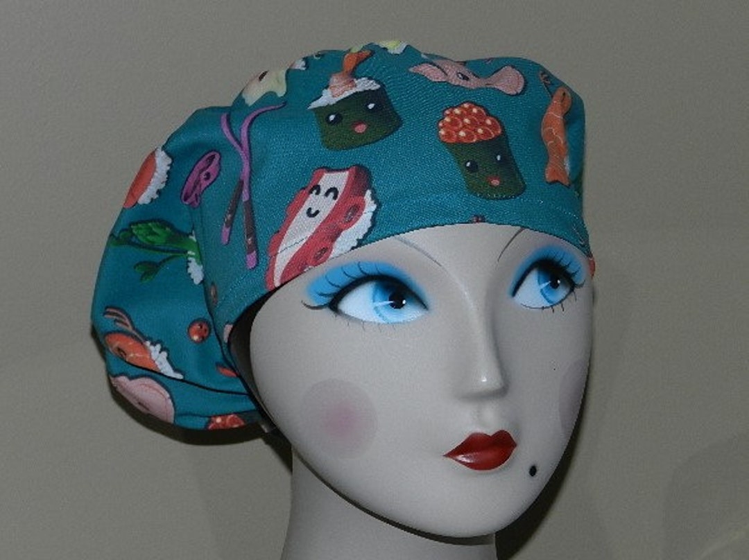 Kawaii Sushi Modern Bouffant Surgi Cap Bakers Cap/chef Cap/anesthesist ...