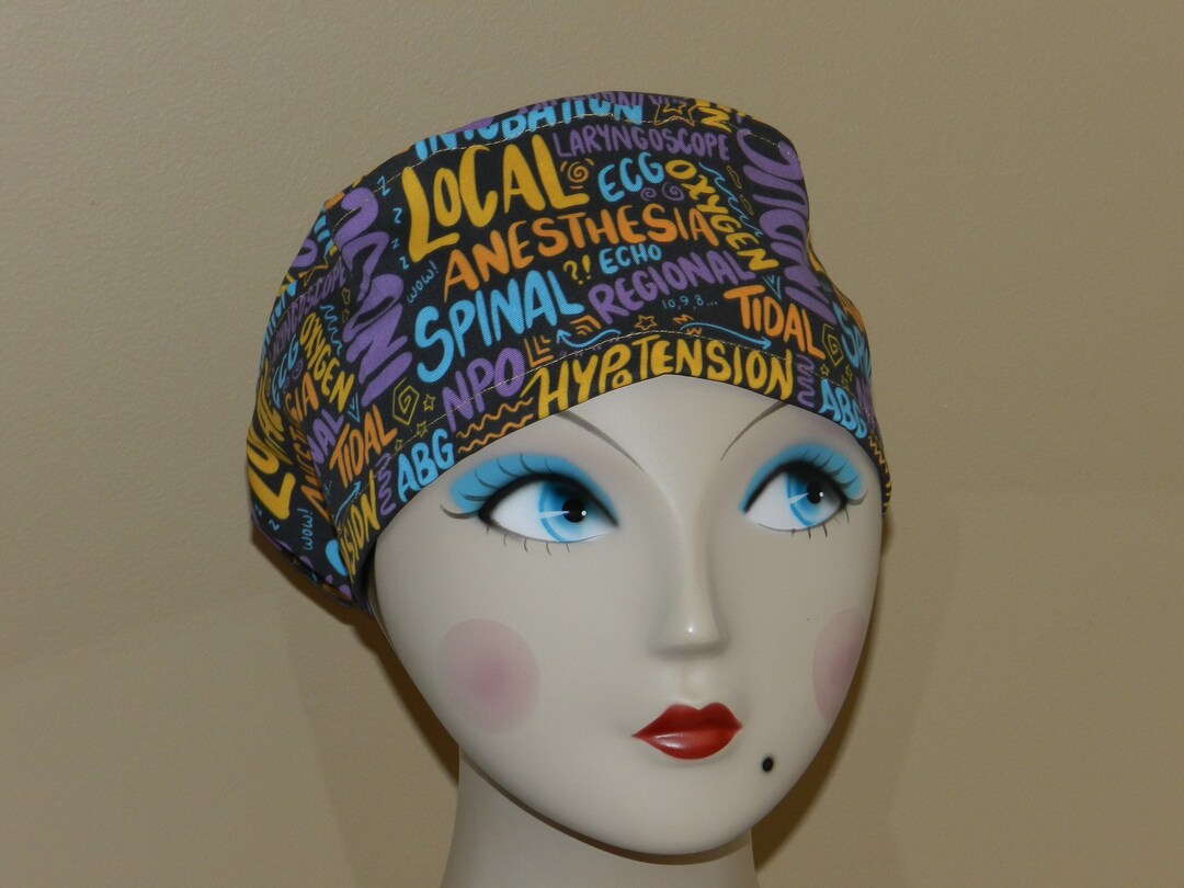 Anesthesia Scribbles European Scrub Cap With Toggle/anesthesia/chemo ...