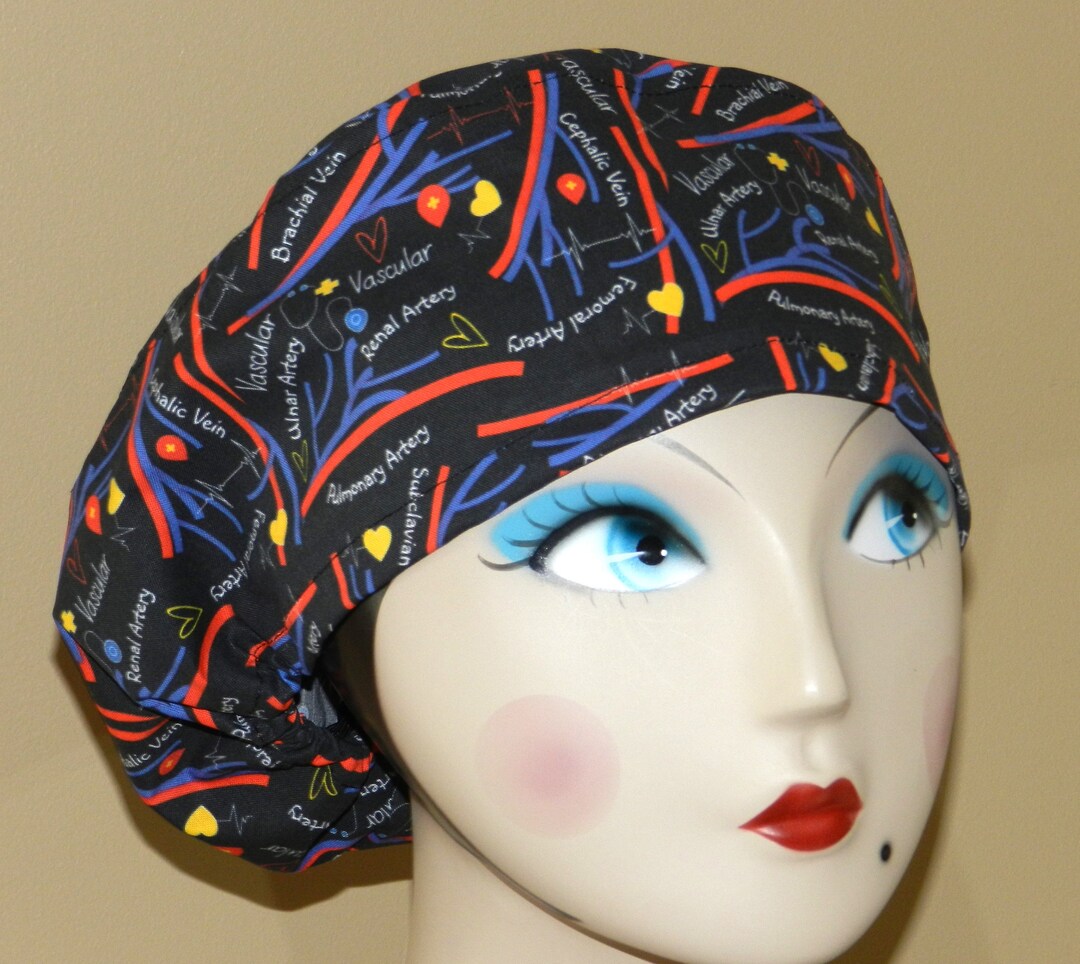 Vascular Veins Euro Surgical Scrub Cap With Toggle Food Service Cap ...