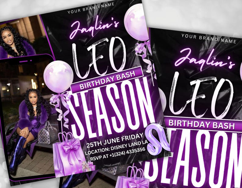 Leo Season Birthday Flyer, Leo Birthday Flyer, Birthday Girl Flyer ...