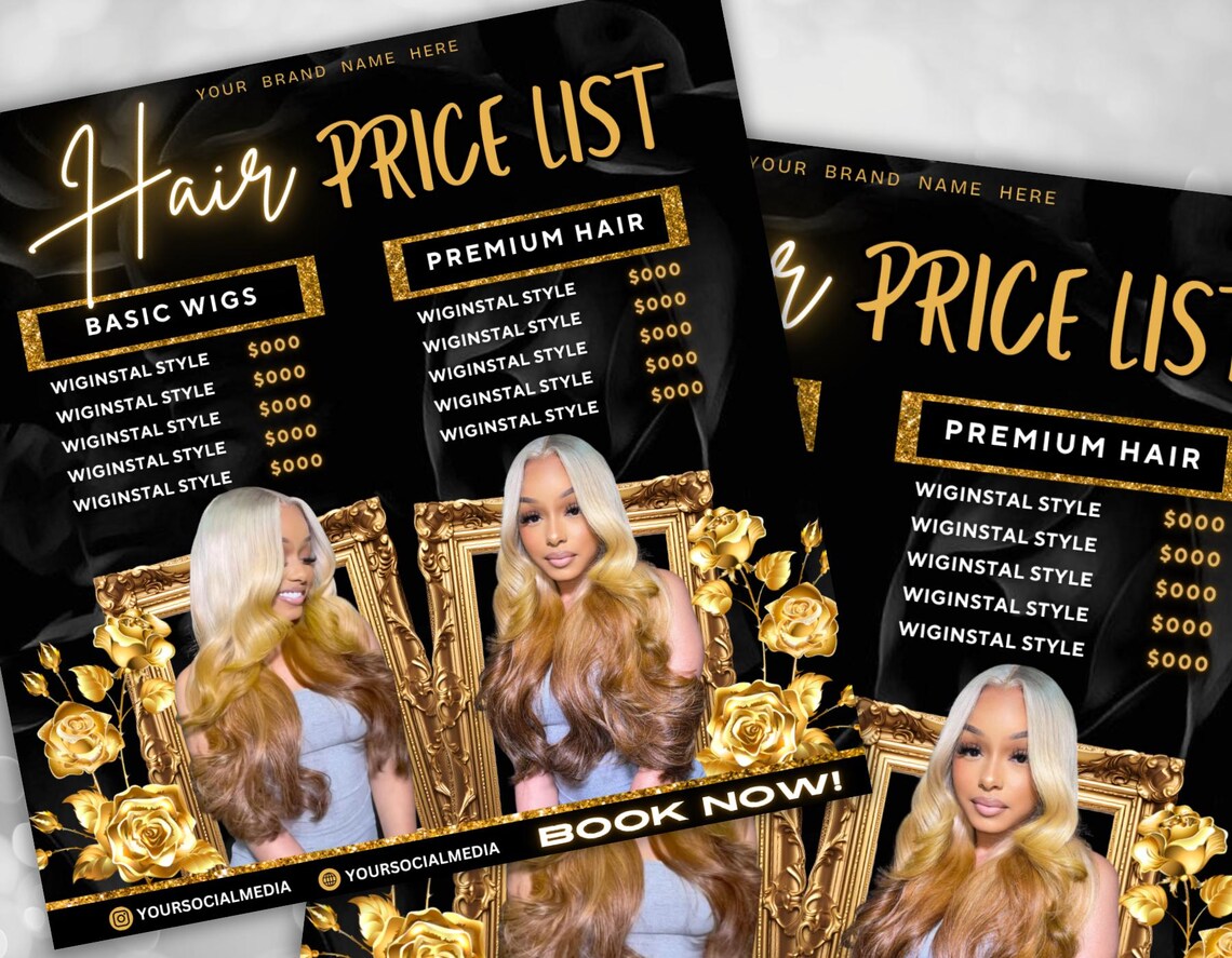 DIY Hair Bundles & Wigs Price List Template Hair Sale Bundle Deals ...