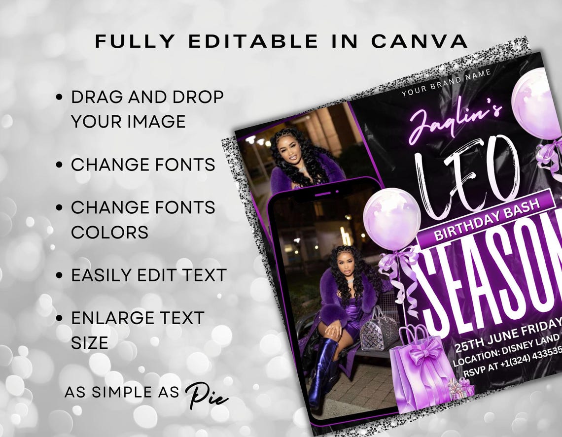 Leo Season Birthday Flyer, Leo Birthday Flyer, Birthday Girl Flyer ...