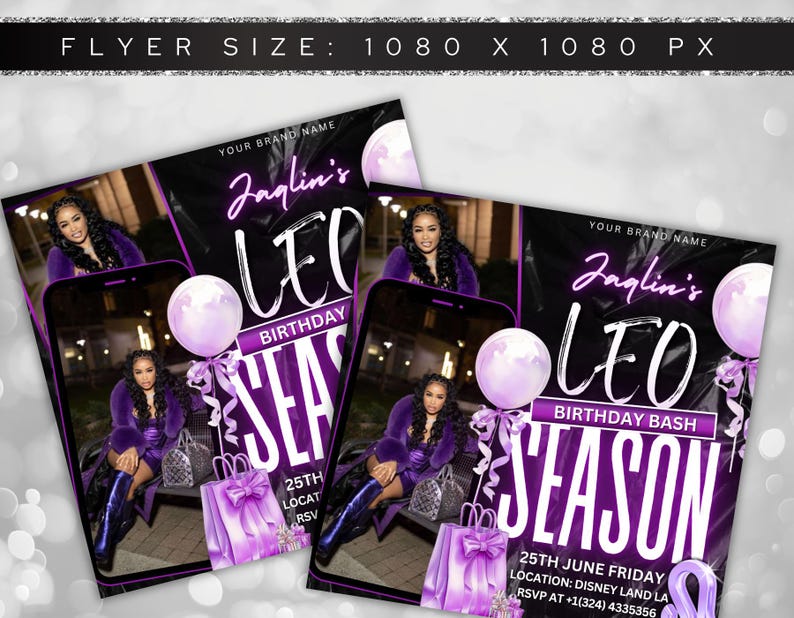 Leo Season Birthday Flyer, Leo Birthday Flyer, Birthday Girl Flyer ...
