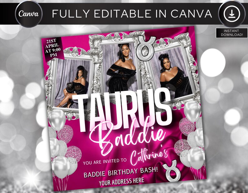 Taurus Birthday Flyer, Birthday Flyer, Taurus Party Flyer, Birthday ...