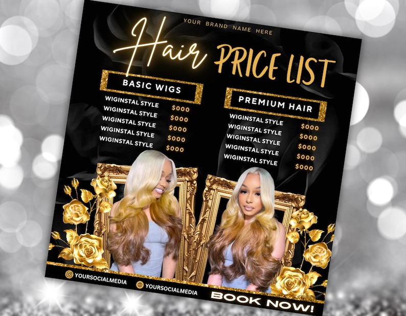 DIY Hair Bundles & Wigs Price List Template Hair Sale Bundle Deals ...