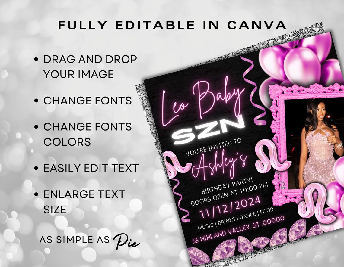Leo Season Party Flyer, Birthday Szn Flyer, Leo Invitation Flyer, Leo ...