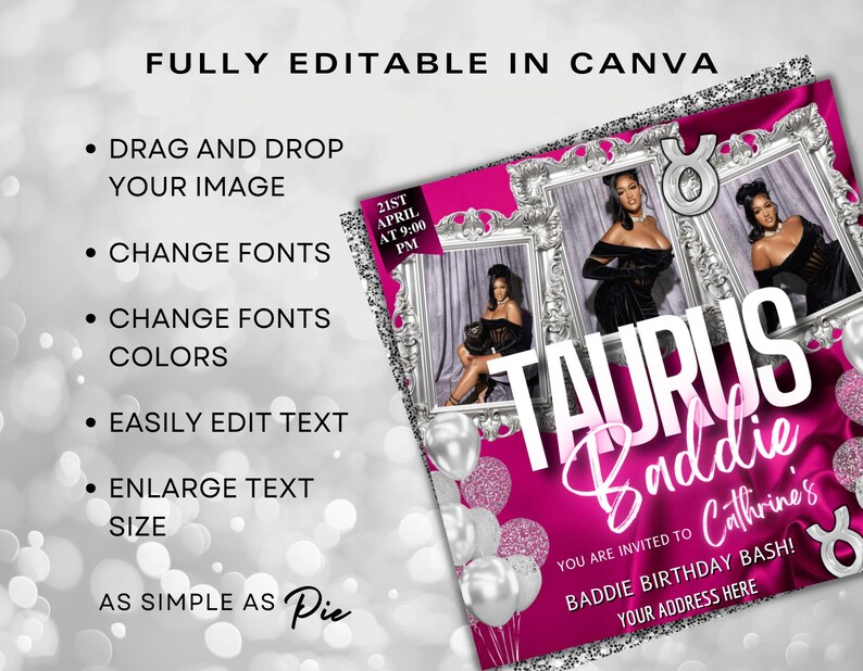 Taurus Birthday Flyer, Birthday Flyer, Taurus Party Flyer, Birthday ...