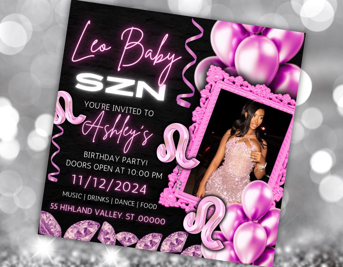 Leo Season Party Flyer, Birthday Szn Flyer, Leo Invitation Flyer, Leo ...