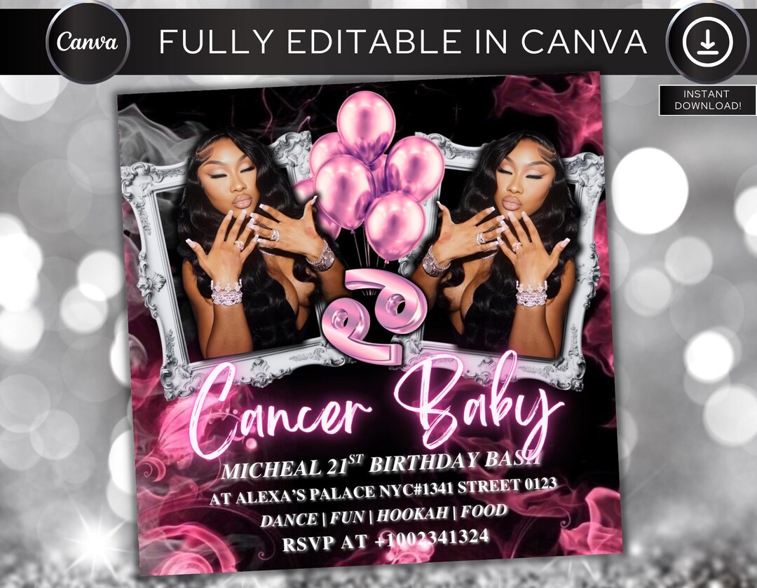 Cancer Birthday Flyer, Birthday Szn Flyer, Cancer Invitation Flyer ...