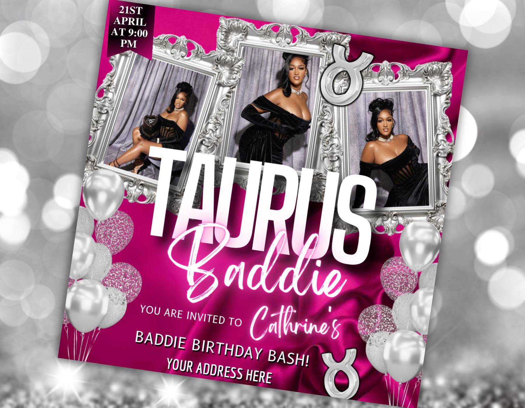 Taurus Birthday Flyer, Birthday Flyer, Taurus Party Flyer, Birthday ...