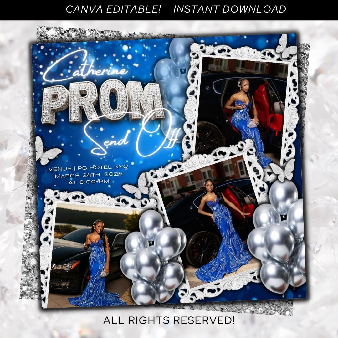 Blue Prom Send off Flyer, DIY Prom Queen Flyer, Prom Send off Event ...