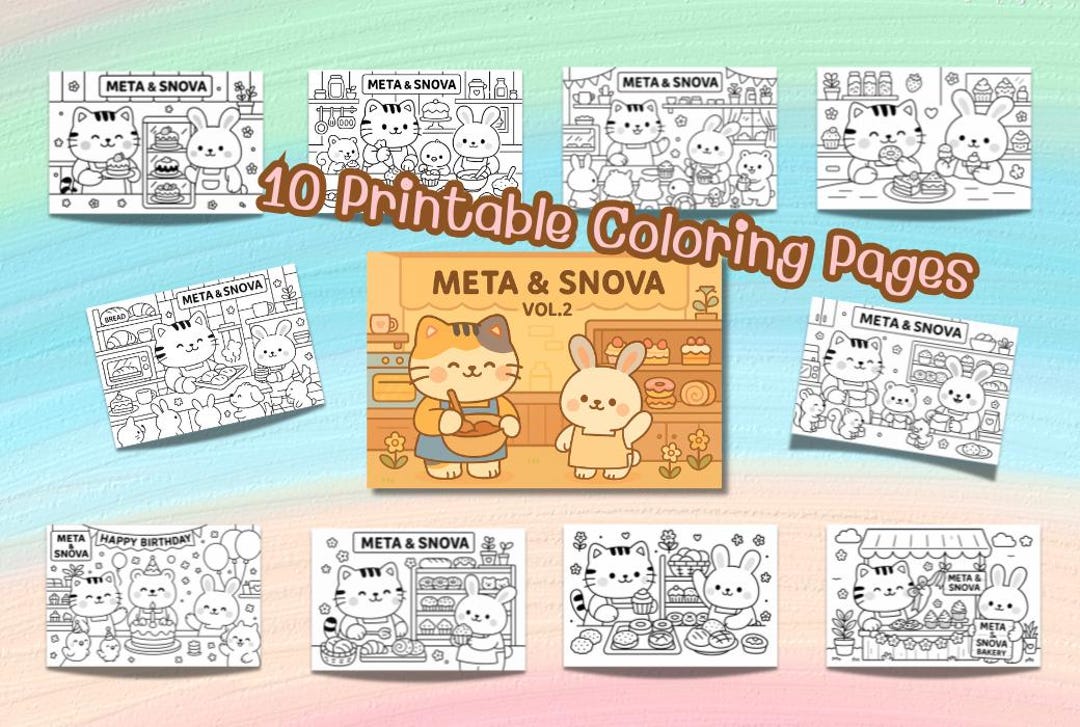 Digital Meta and Snova Coloring Page V.2 - Bakery Themes - Cute Digital ...