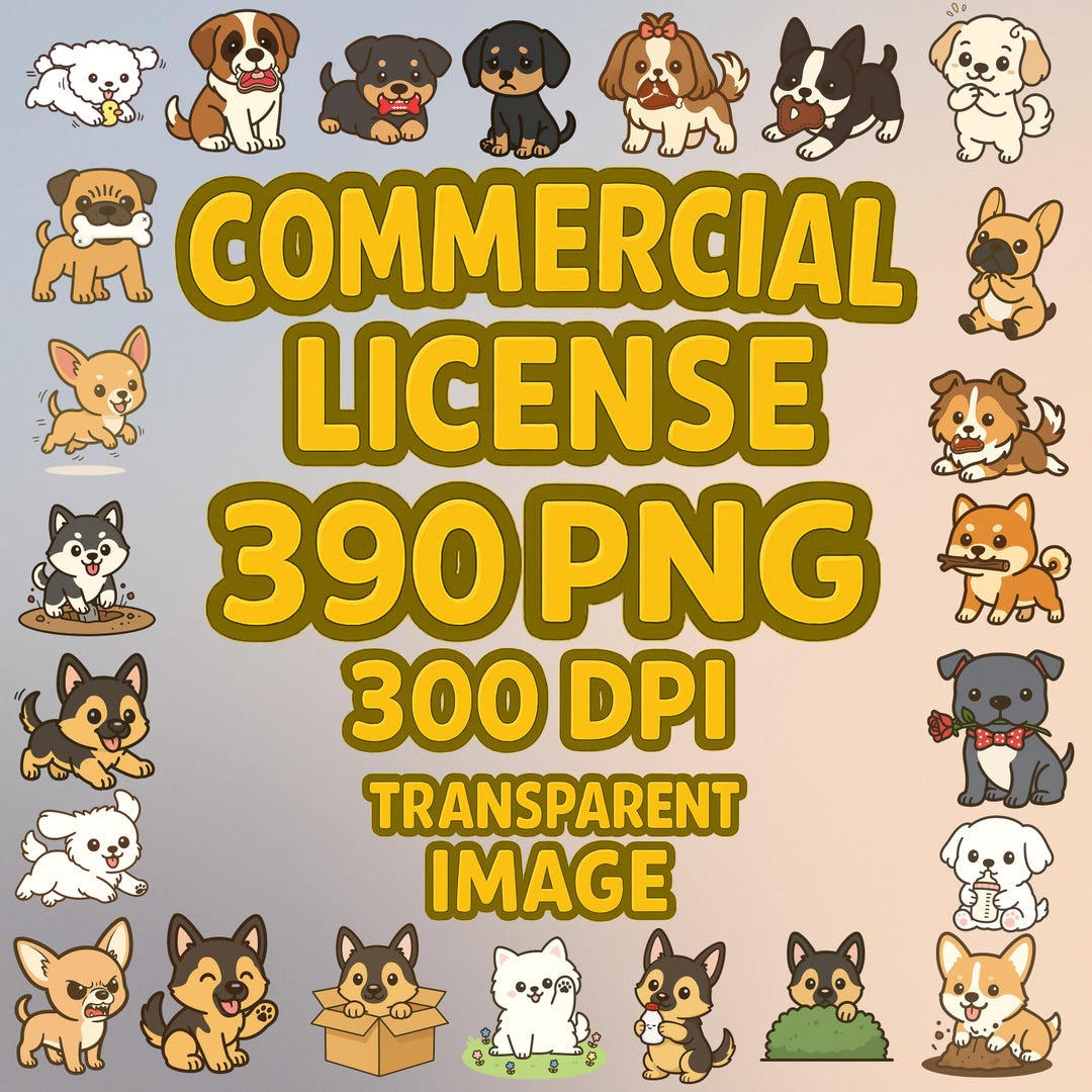 Cute Puppy Clipart Bundle – Cartoon Dogs Breeds PNG, Cute Dogs Art ...