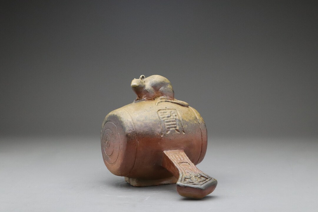 Vintage Japanese Bizen Ware | Zodiac Rat Mouse Figurine | Lucky Mallet ...