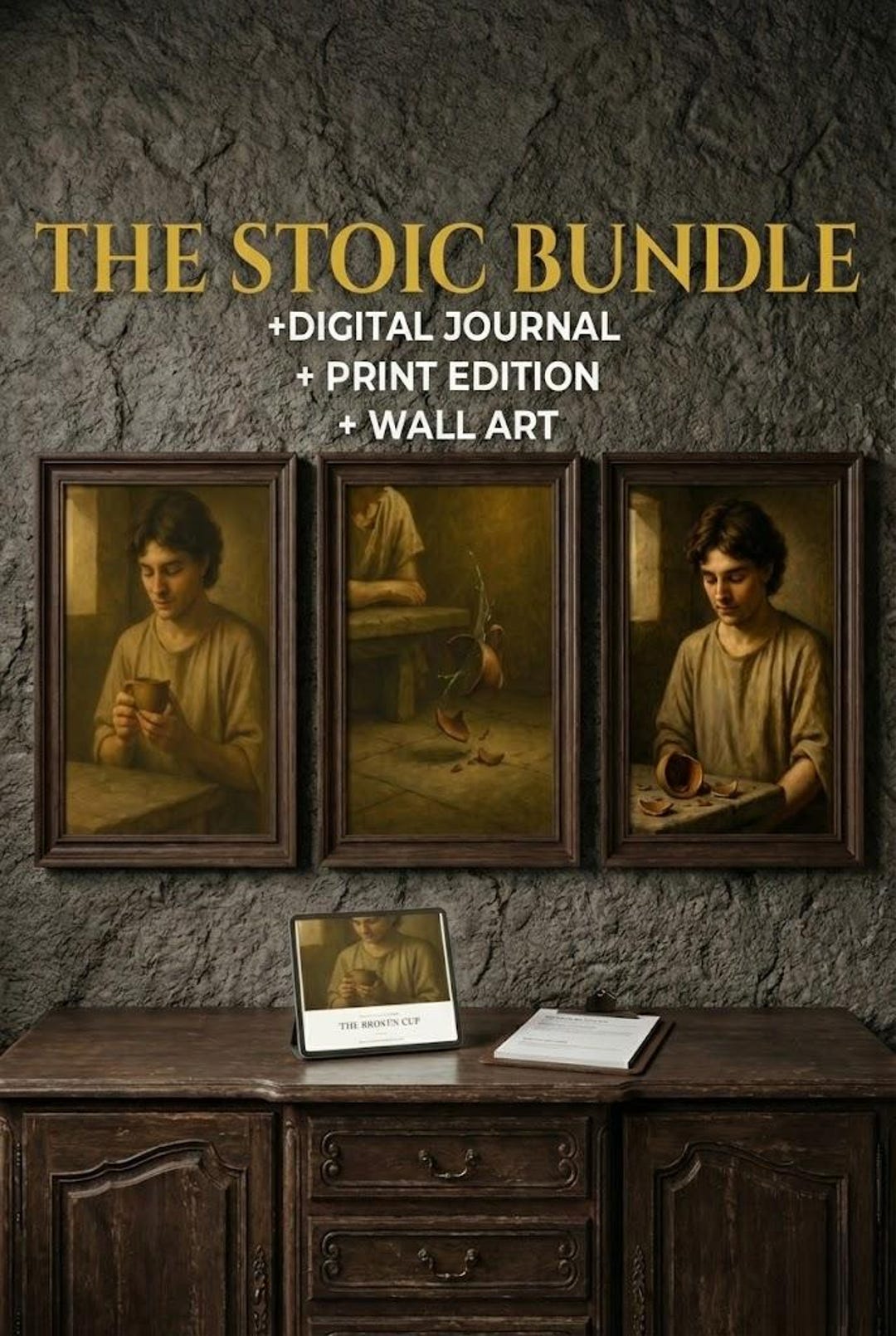 Stoic Journal & Wall Art Bundle | Daily Reflection, Anxiety Relief ...