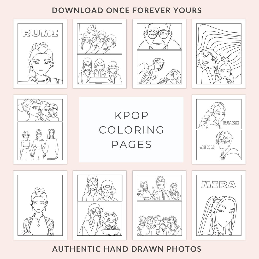 Kpop Demon Hunters Coloring Pages Featuring Huntrix and Saja Boys - Etsy UK