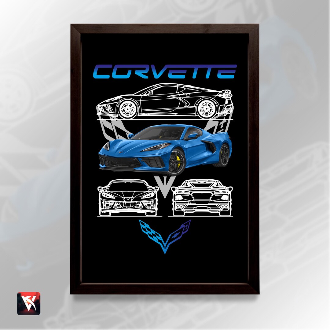 Corvette C8 Stingray Blueprint Poster: Supercar Wall Art - Etsy
