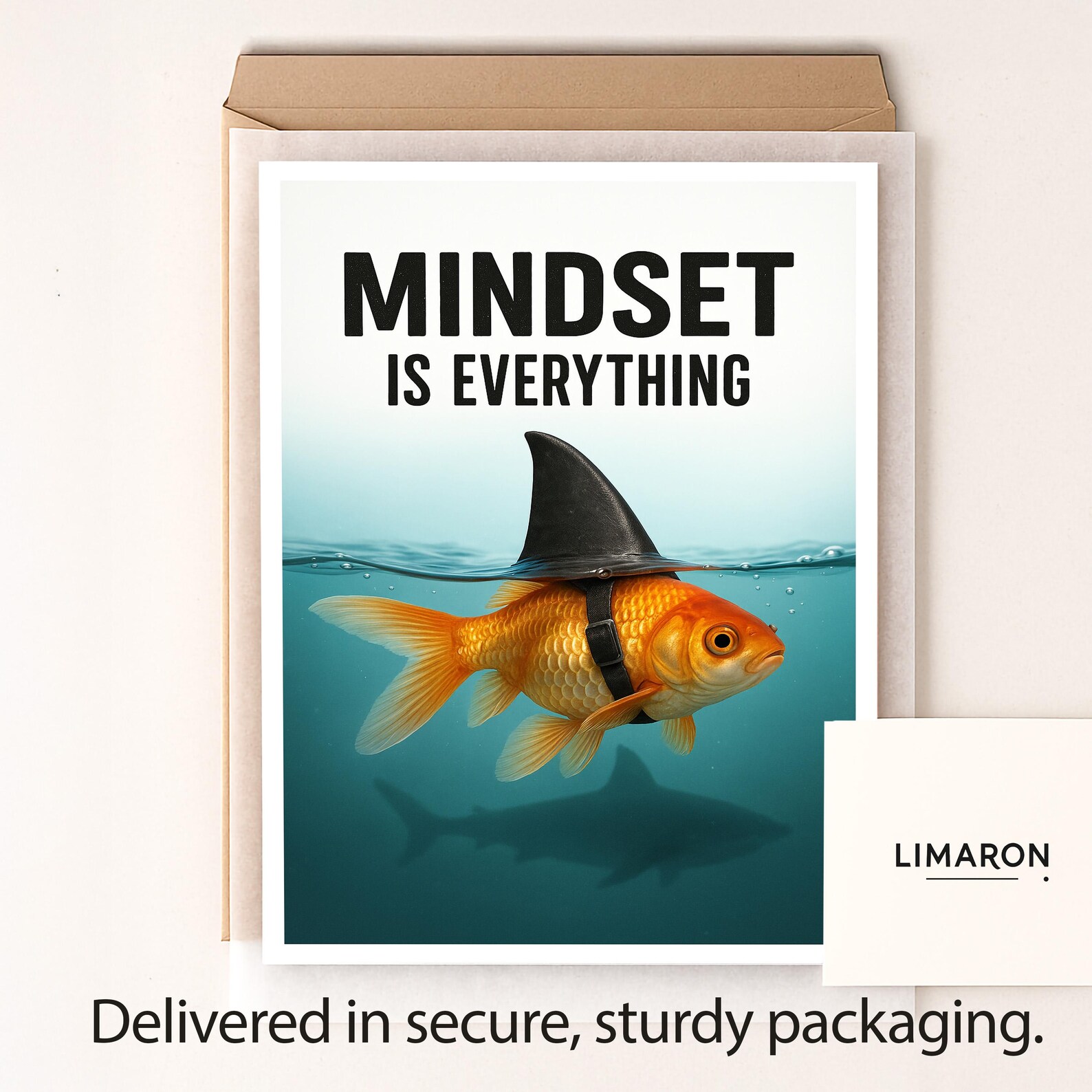 Mindset is Everything Wall Art Print, Motivational Goldfish Shark Fin ...