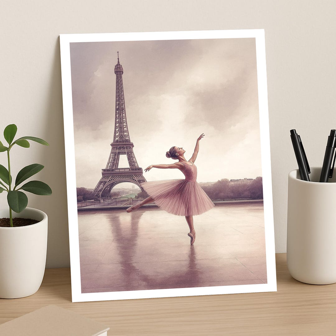 Ballet Dancer Paris Wall Art Print, Elegant Eiffel Tower Decor ...