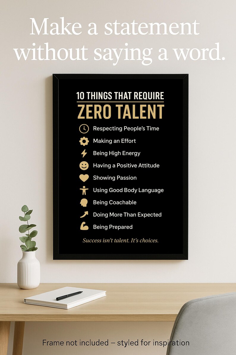 Zero Talent Motivational Poster – Office Gym Classroom Wall Art ...
