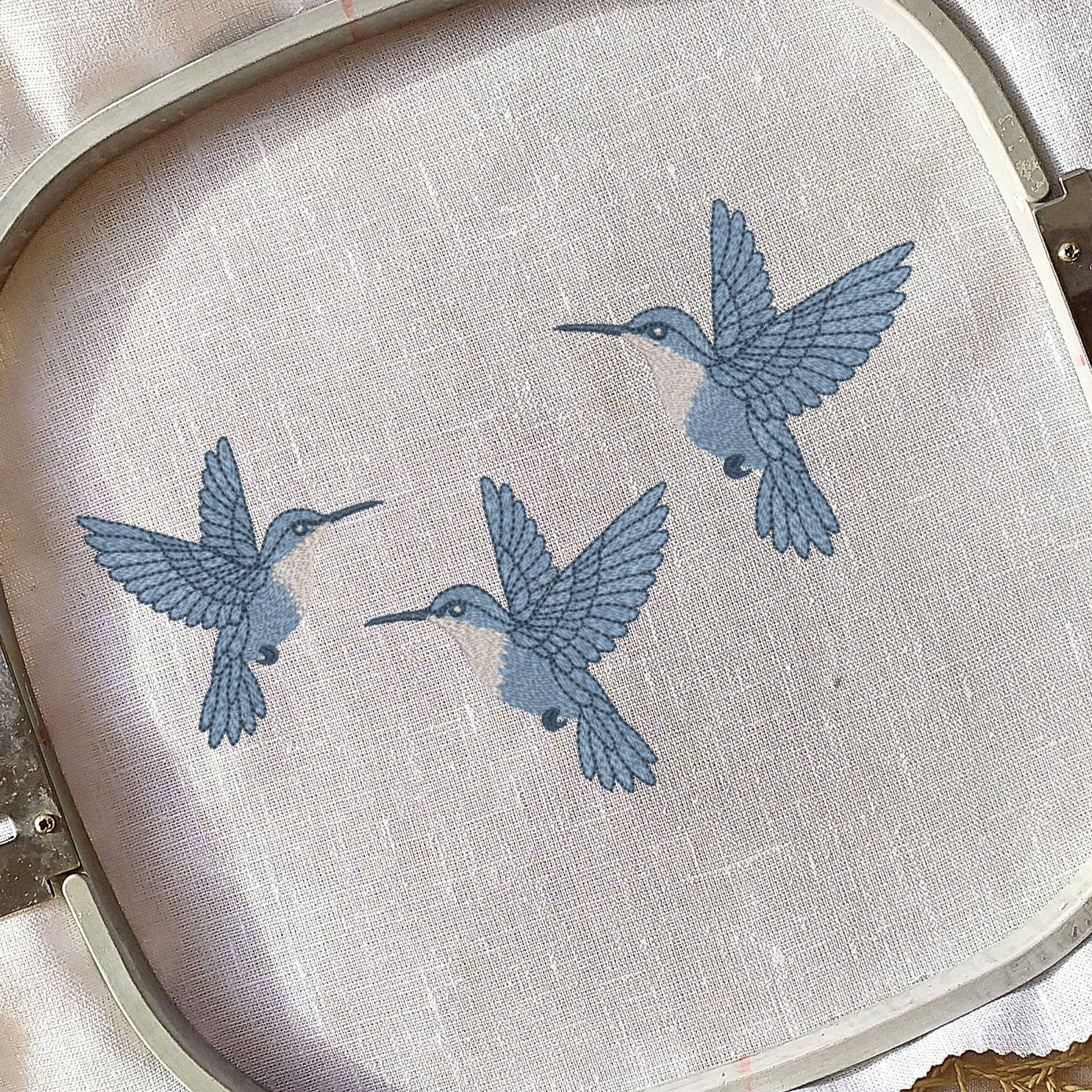 Spring Hummingbirds Trio Embroidery Design Romantic Birds Machine ...