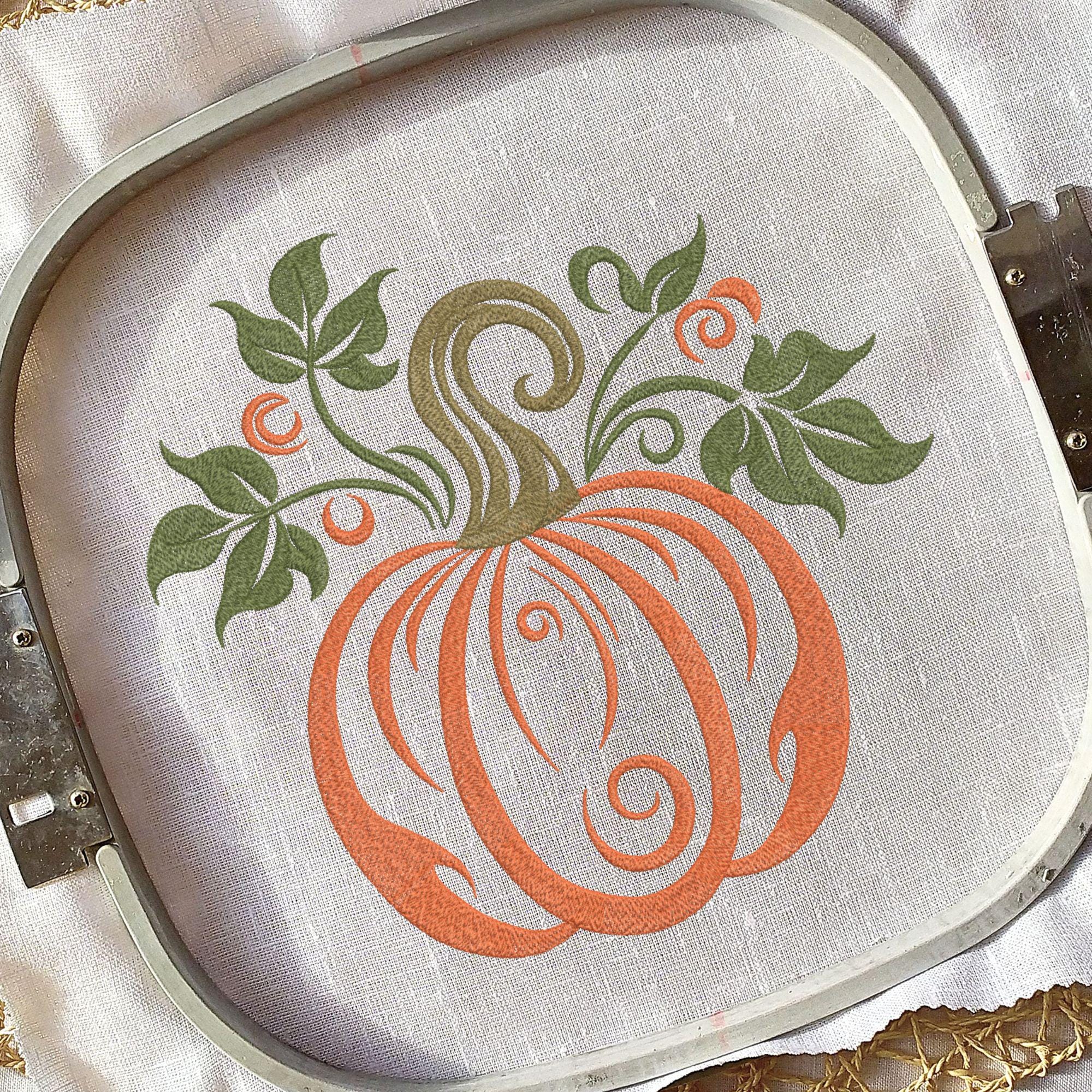 Fall Pumpkin Machine Embroidery Design: Autumn Leaves (6 Sizes ...
