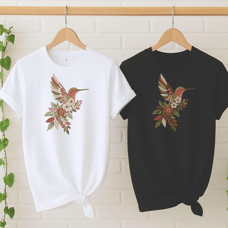 Floral Hummingbird Machine Embroidery Design: Boho Bird Flowers Pattern ...