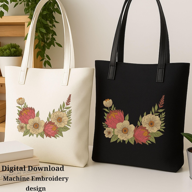 Protea Floral Bouquet Machine Embroidery Design: Botanical Bloom ...