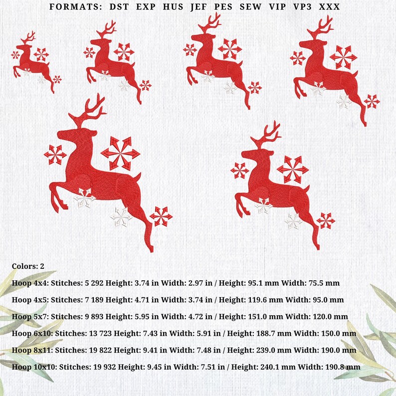 Christmas Reindeer Embroidery Design Scandinavian Nordic Deer Machine ...
