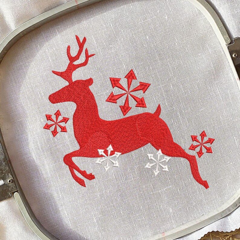 Christmas Reindeer Embroidery Design Scandinavian Nordic Deer Machine ...