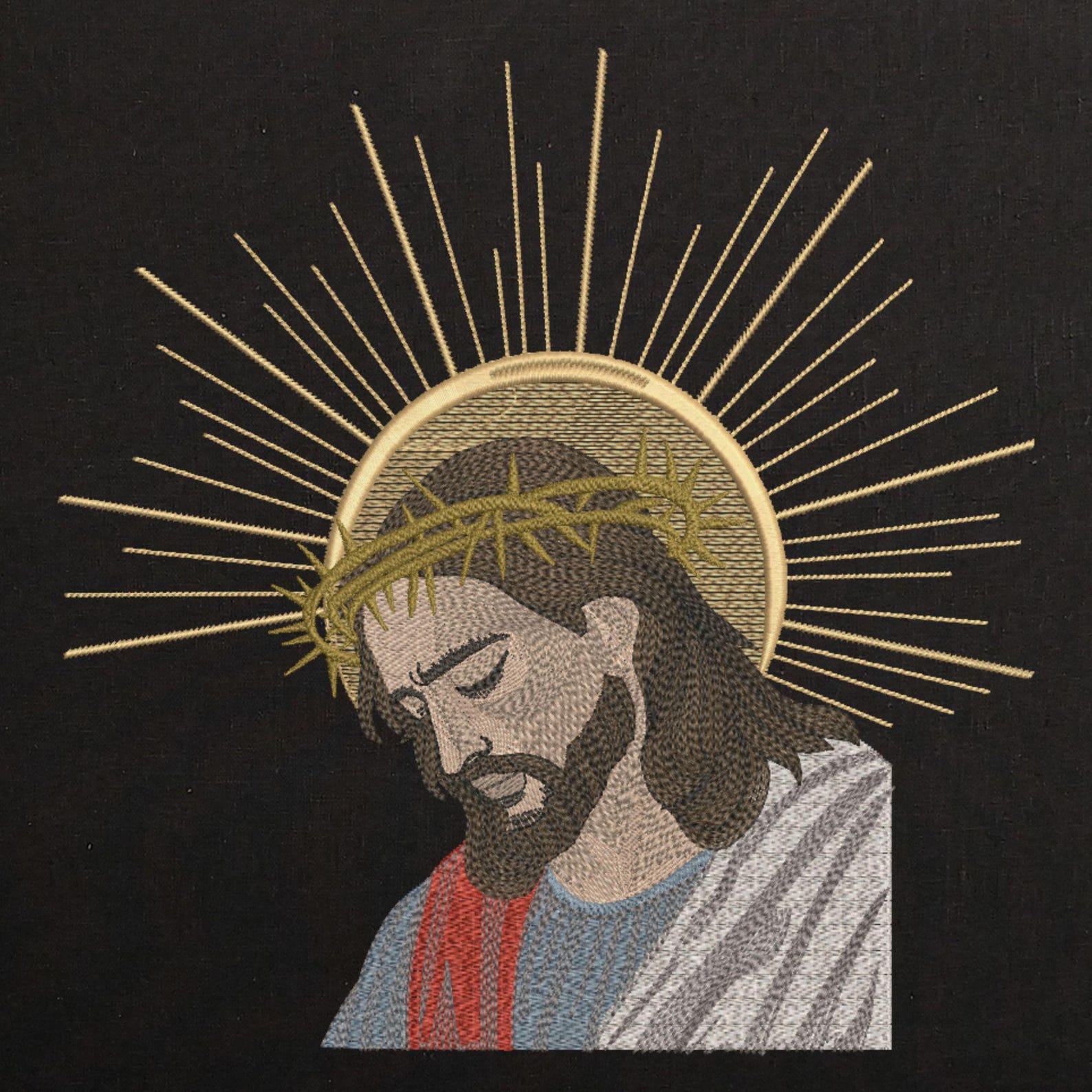 Jesus Christ Embroidery Design: Halo, Crown of Thorns (instant Download ...