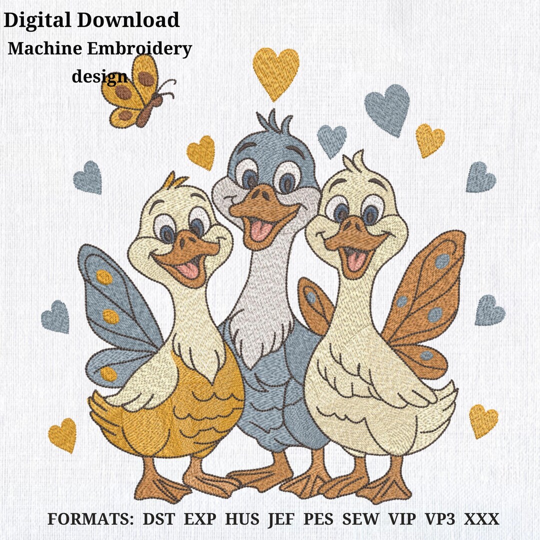 Geese Embroidery Design Funny Cartoon Style (instant Download, 6 Sizes ...
