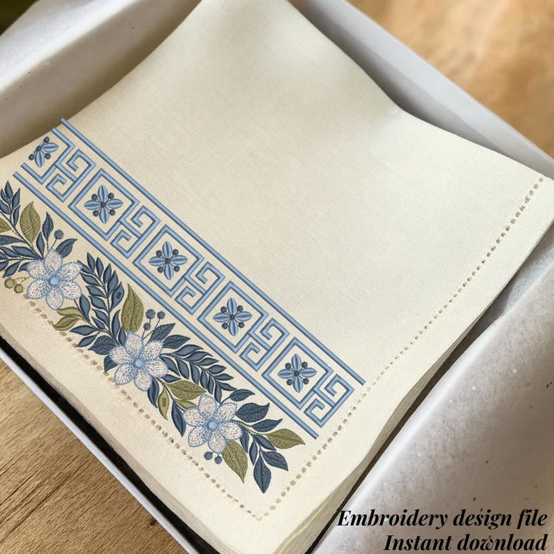 Greek Floral Border Embroidery Design Meander Machine Digital Fale Hoop ...