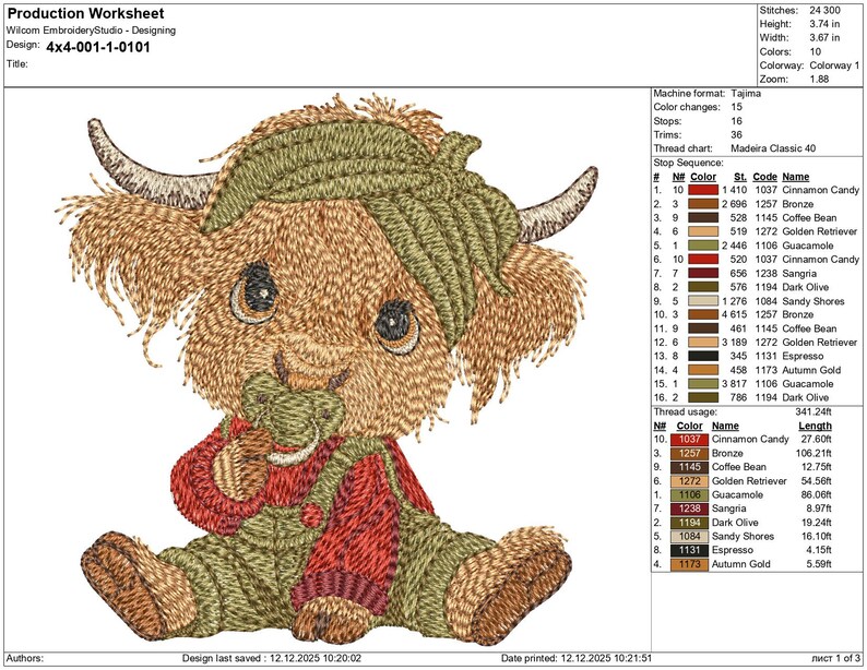 Baby Highland Cow Embroidery Design Farm Animal Machine File 4x4 Hoop ...