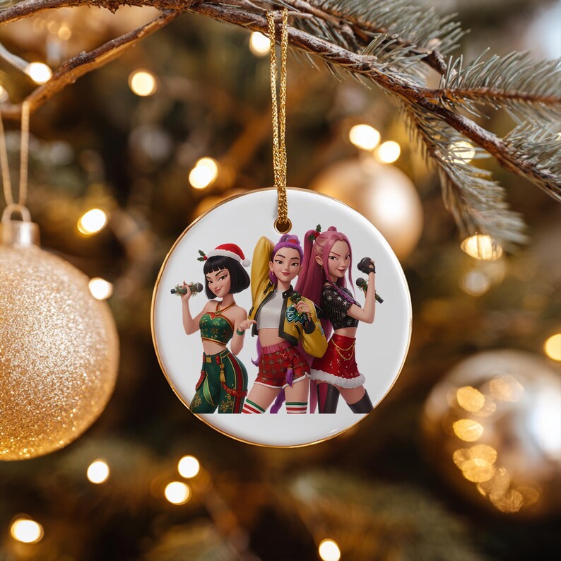 Personalized Huntrix Girls Christmas Ceramic Ornaments,animated Girl ...