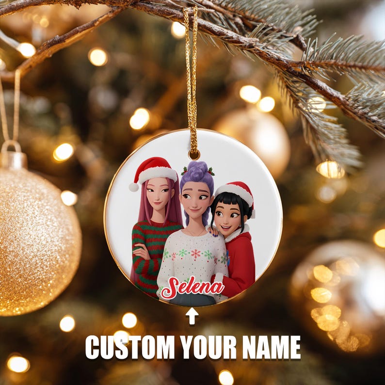 Personalized Huntrix Girls Christmas Ceramic Ornaments,animated Girl ...