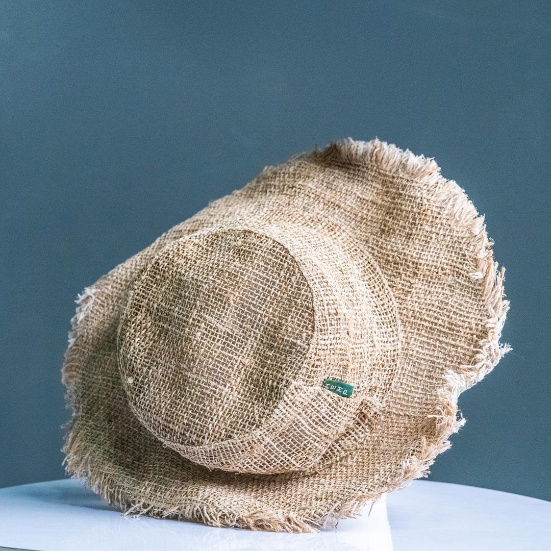 Handmade Hemp Sun Hat – Natural Wide Brim Festival Hat – Eco-friendly Boho Bucket Hat – Summer ...