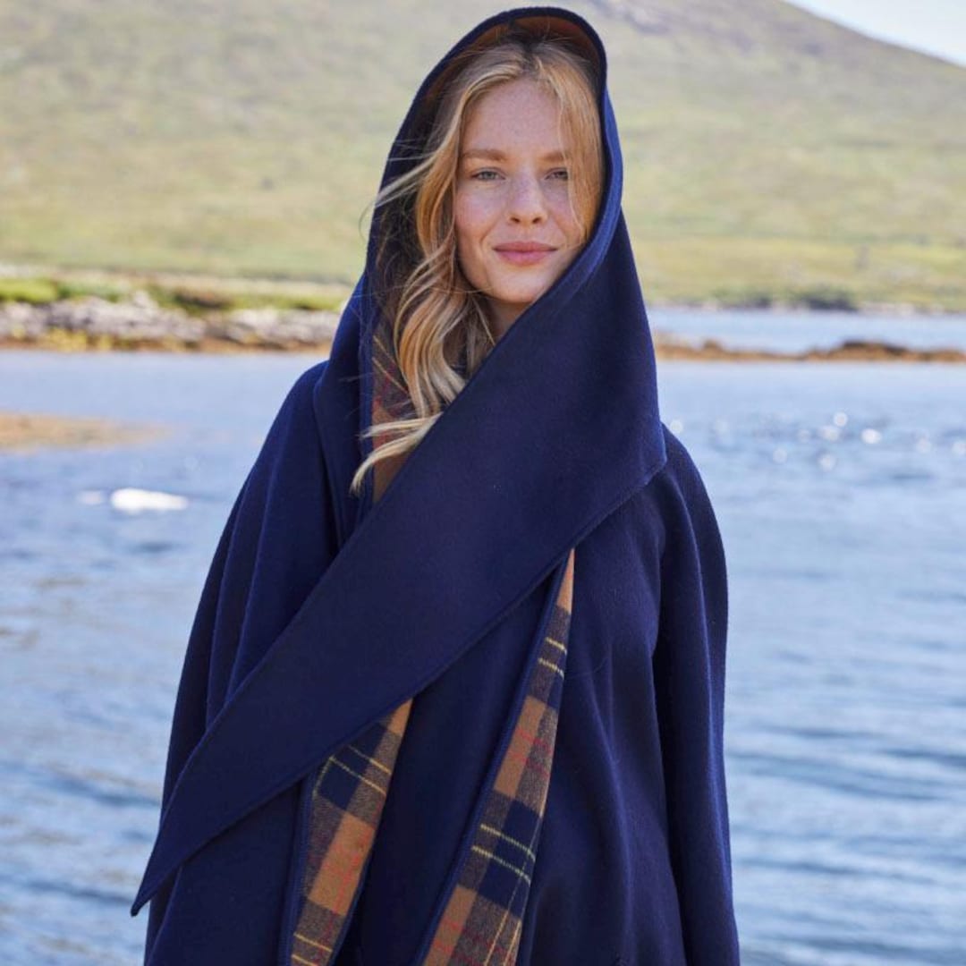 Irish Wool Walking Cape: Hourihan of Dublin, Navy Plaid Lined - Etsy