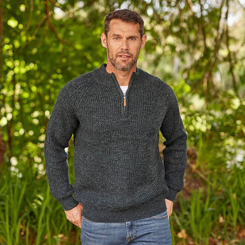 Men's Irish Aran Knit Half-zip Sweater: Killybegs Wool Blend Jumper - Etsy