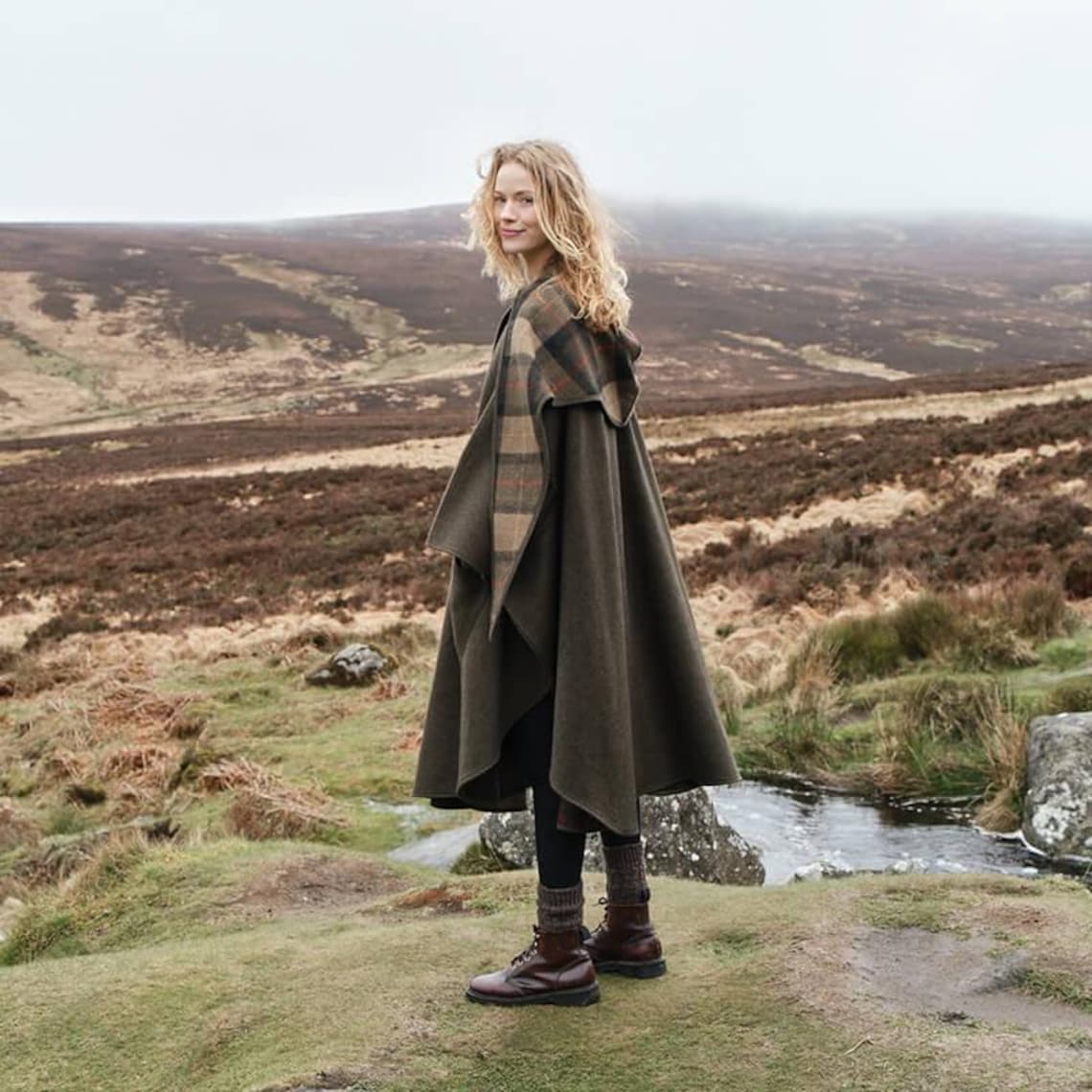 Irish Wool Walking Cape: Hourihan of Dublin, Green Plaid Lined - Etsy