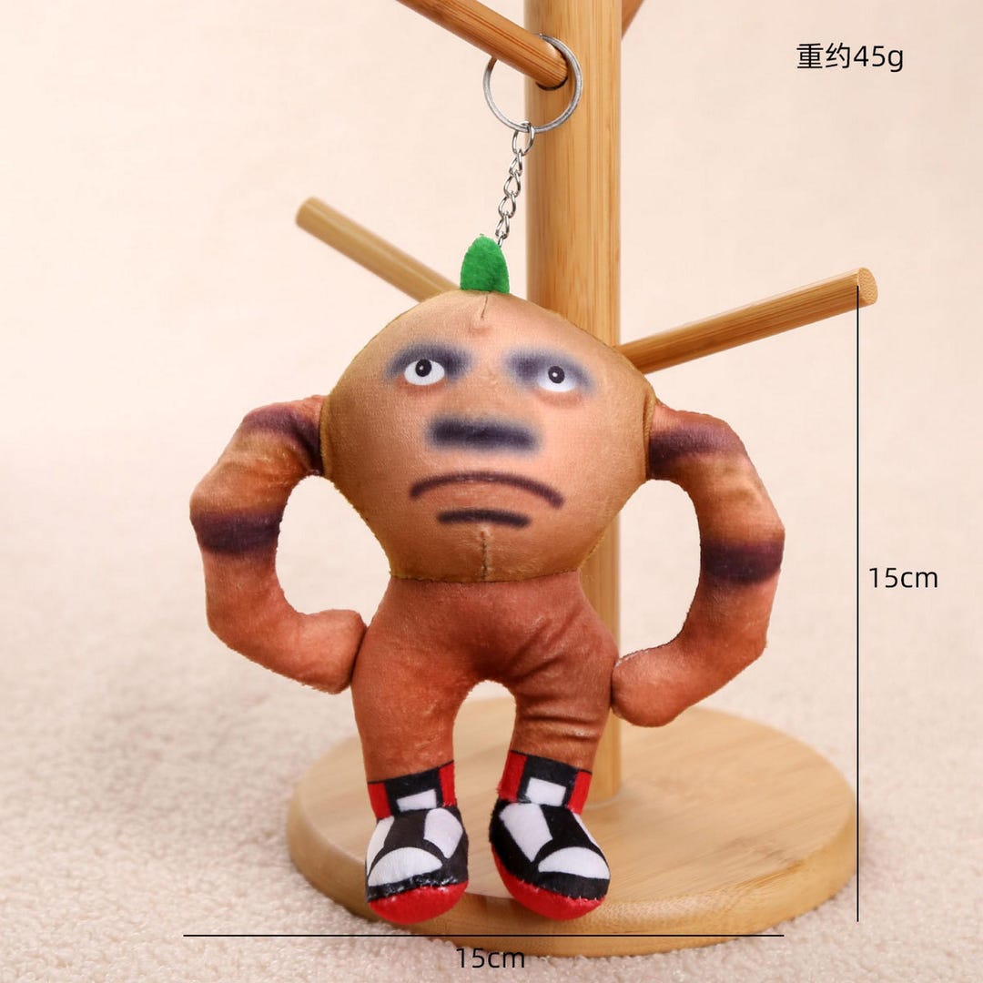 Orange Muscle Man Plush Keychain Funny Strong Character Bag Charm Doll ...