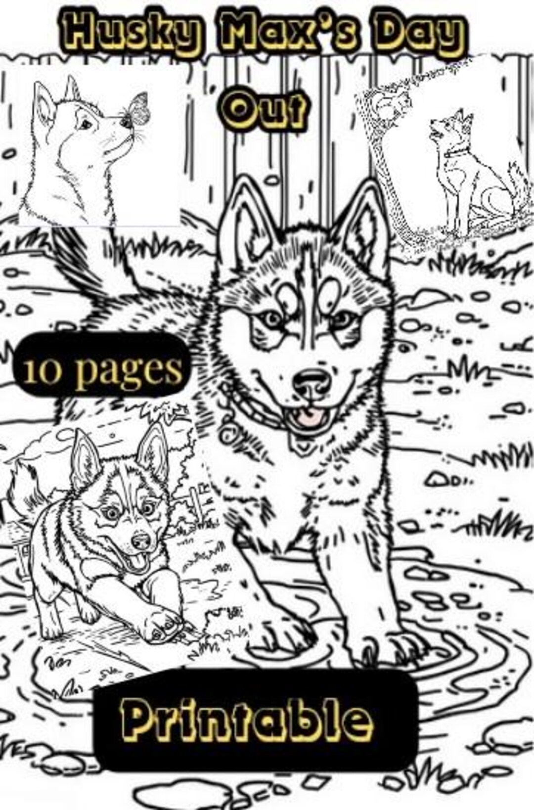 Husky Dog Coloring Pages, Kids Printable | Easy Coloring Book for ...