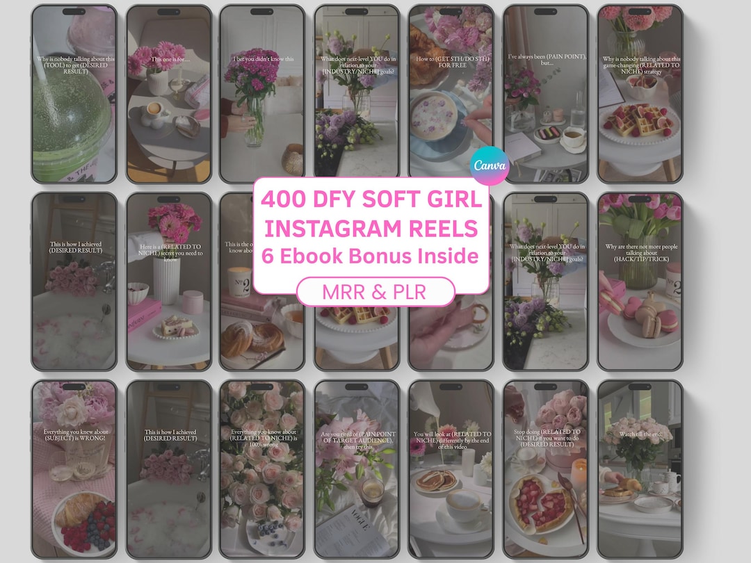 Soft Girl Pink Aesthetic Instagram Reels Bundle | Faceless Editable ...