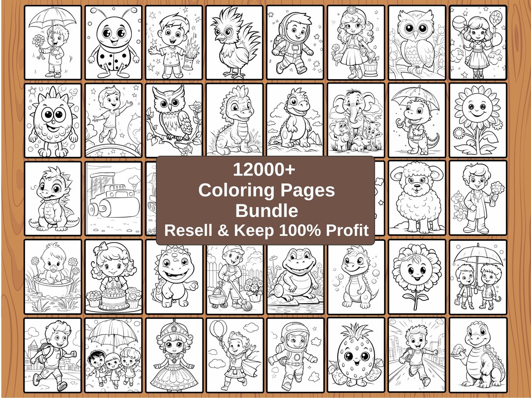 Ultimate 12,000+ Coloring Pages Bundle | PLR/MRR Included | Printable ...