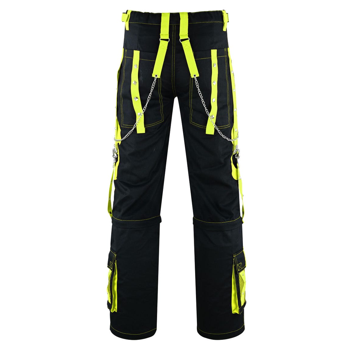 Sportex Men’s Gothic Punk Skull Yellow White Chains Strap Rock Cargo ...