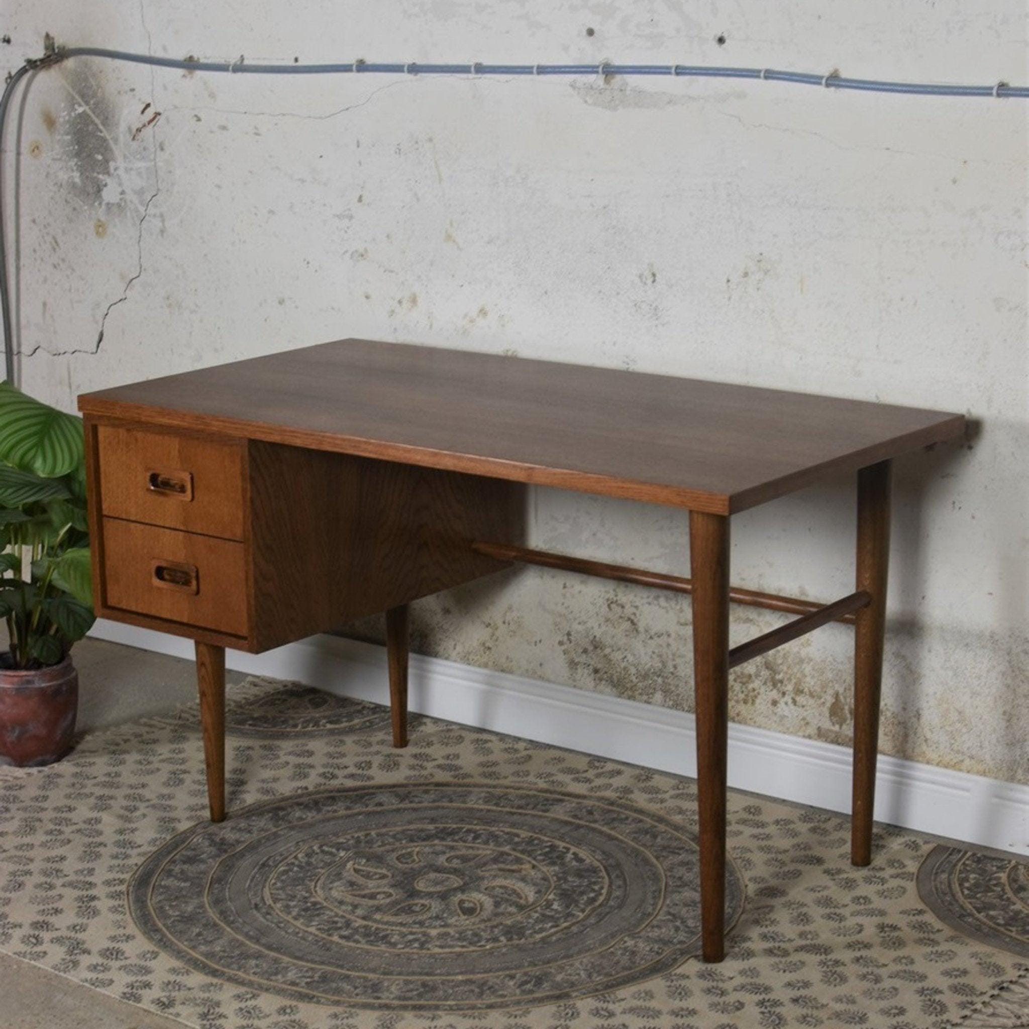Mid-century Modern Wooden Desk, Compact Home Office - Etsy